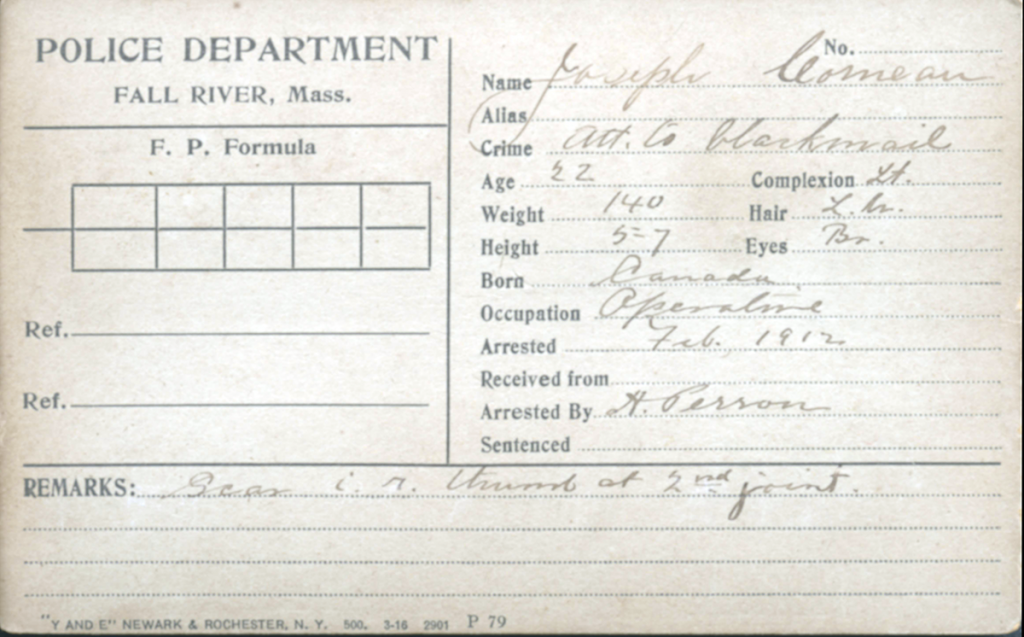 Mug Shots 1911-1932 – Fall River Historical Society