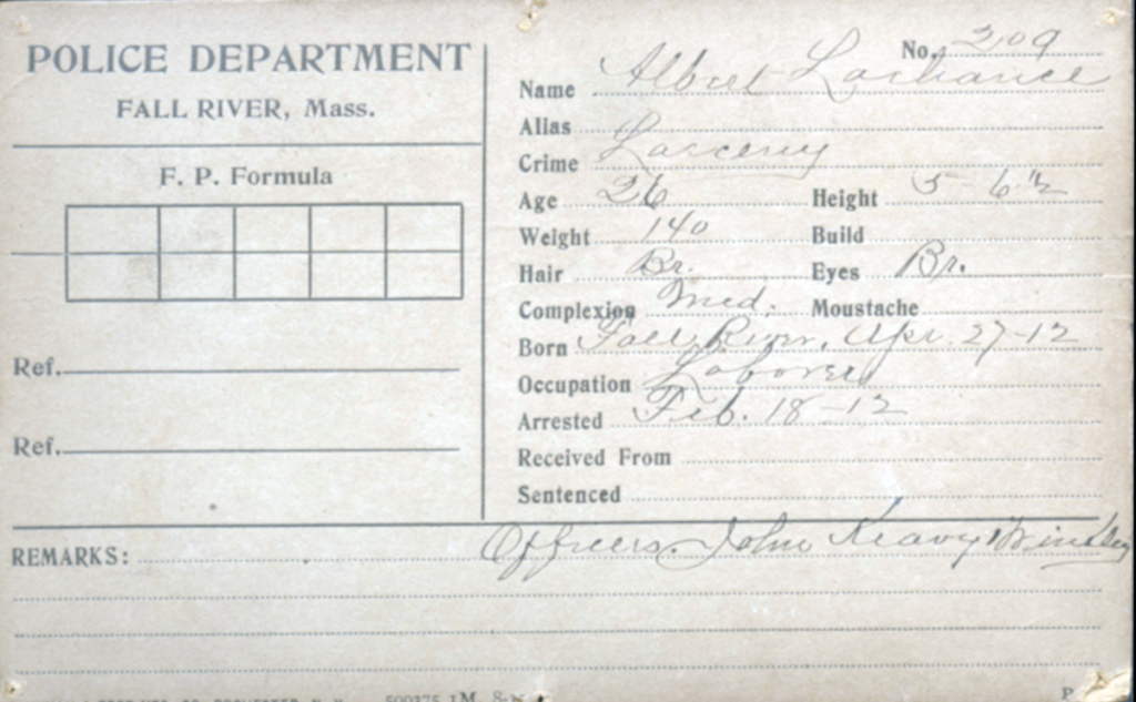 Mug Shots 1911-1932 – Fall River Historical Society