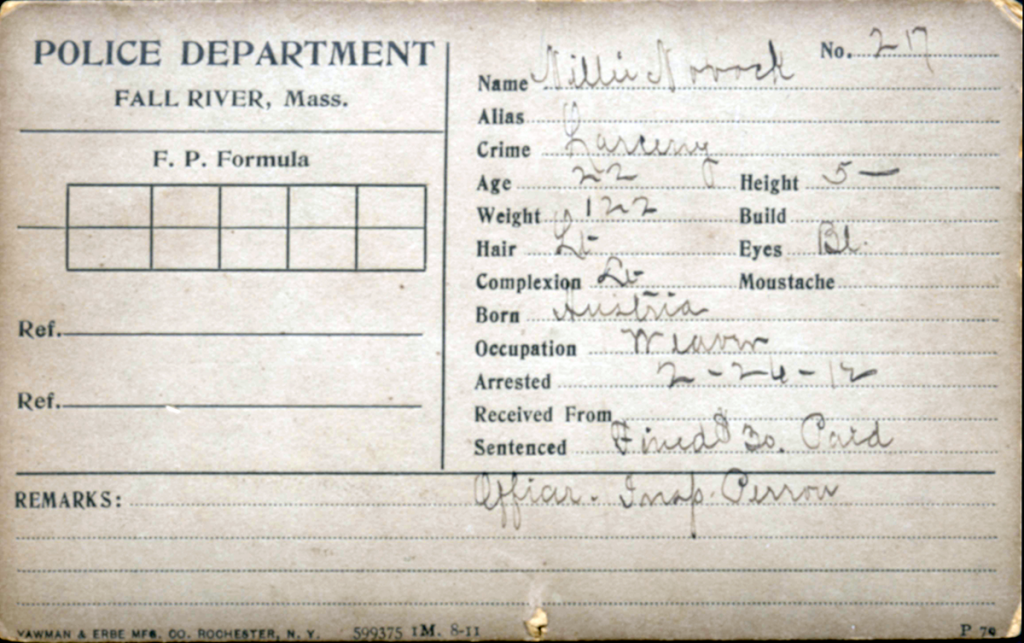 Mug Shots 1911-1932 – Fall River Historical Society
