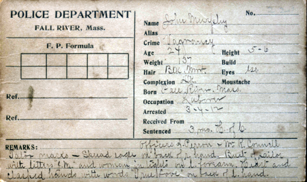Mug Shots 1911-1932 – Fall River Historical Society